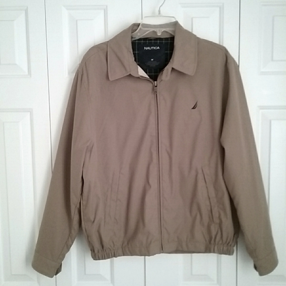 Nautica Men's Lightweight Front Zipper Tan Jacket Nwot - Gem